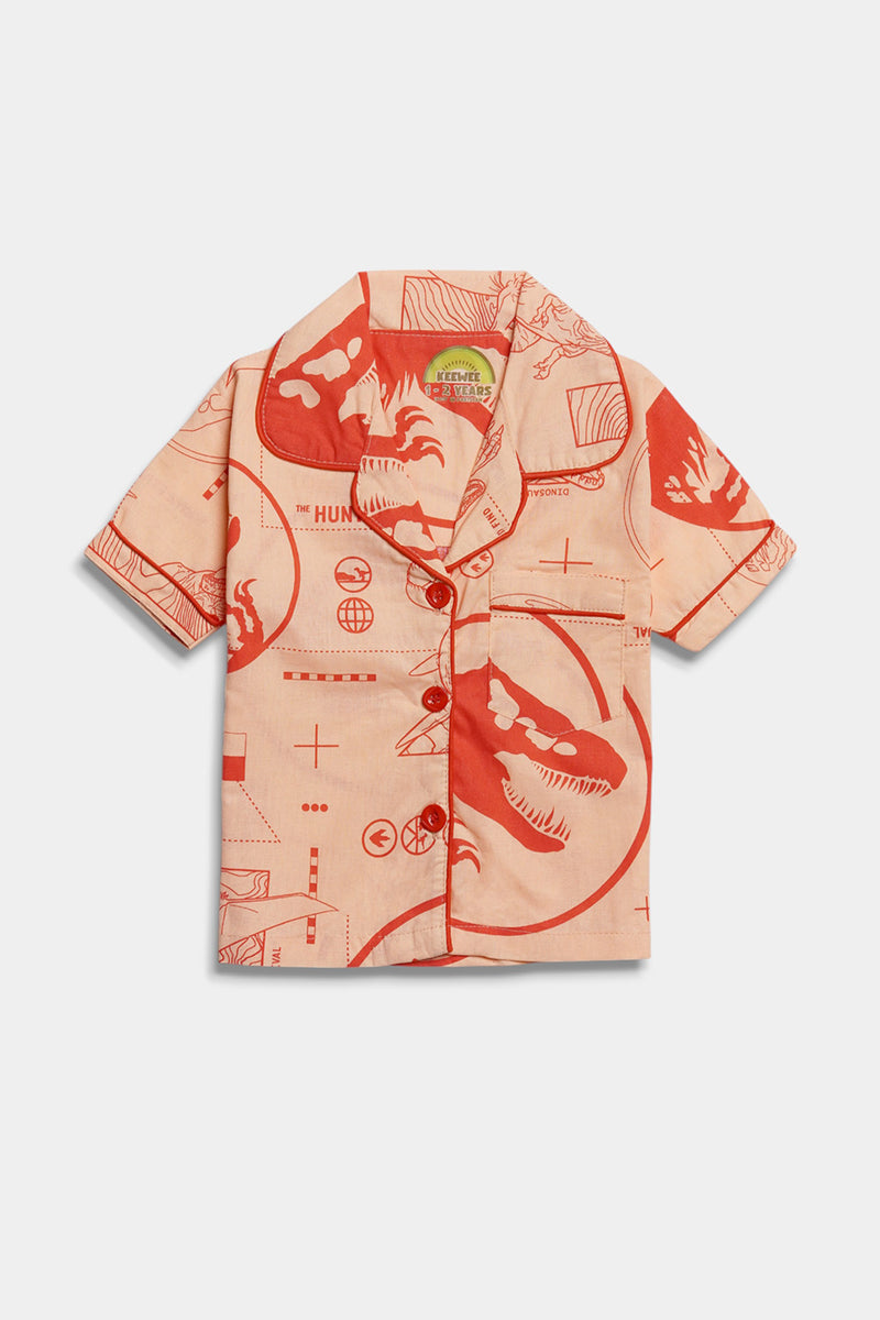 Printed Dinosaurs Nightsuit - Red – Keewee Clothing